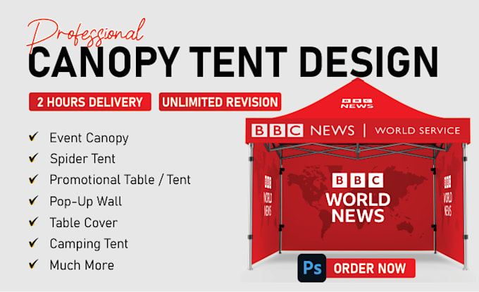Design custom canopy tent, backdrop and feather flag in 2hrs by Alnoor ...