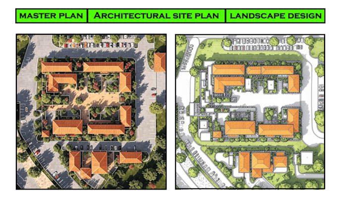 Render architectural site plan, 2d landscape and master plan by Archi ...