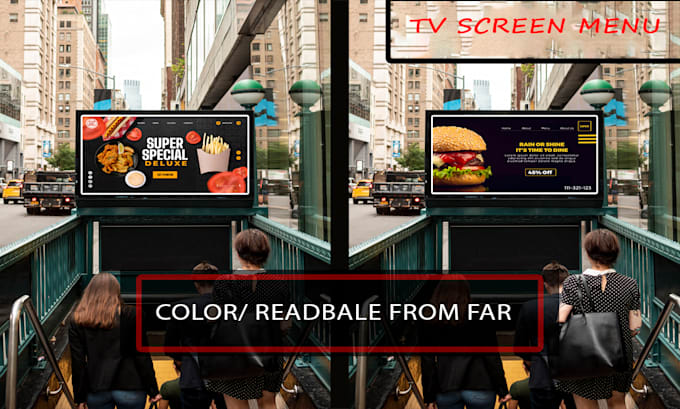 Design a static tv screen menu or digital menu tv menu board for you by Gull_981 | Fiverr