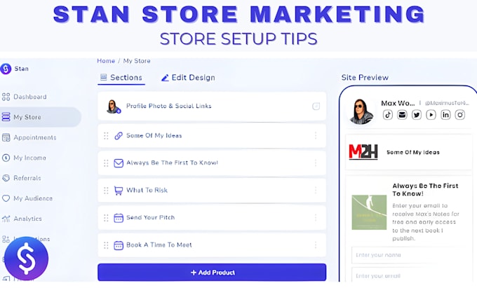 Setup stan store, create digital products, upload digital product images by Oyinlex | Fiverr