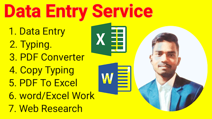 Do professional data entry, copy paste, typing,ms excel, ms word,product listin by ...