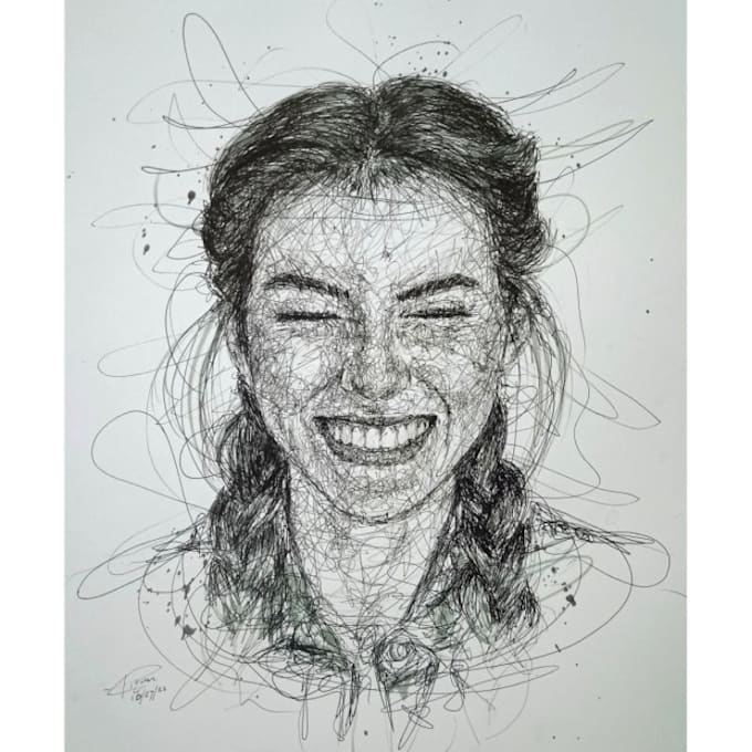 Face sketch scribble art portrait face painting, birthday gift ...