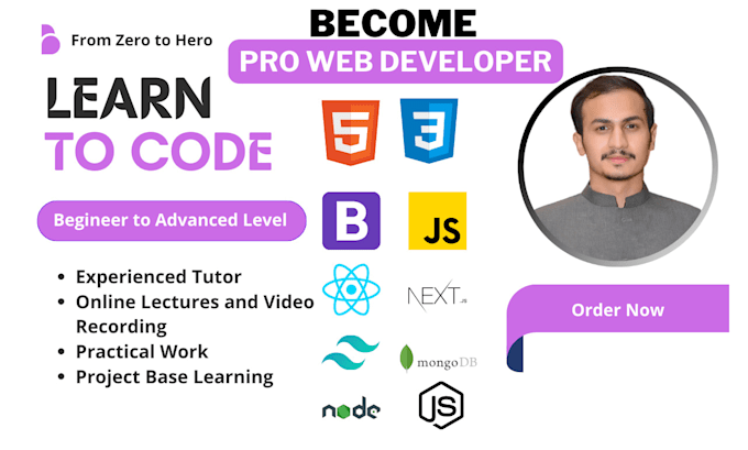 Instruct , mentor you in learning html, css, javascript, react and mern stack by Abdul_hanan79 ...