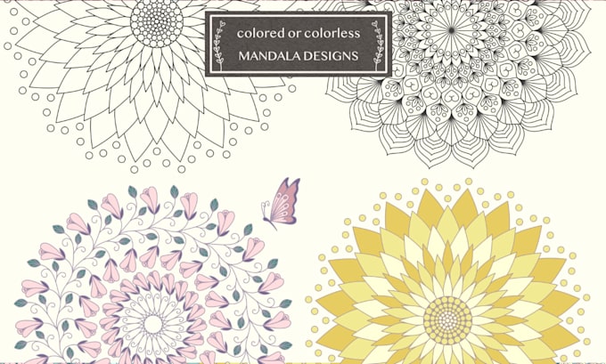 Create colored or colorless mandala vector designs by Manudoodle | Fiverr