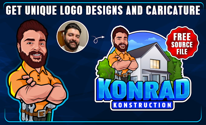 Design modern cartoon logo, portrait mascot, cartoon character for your ...