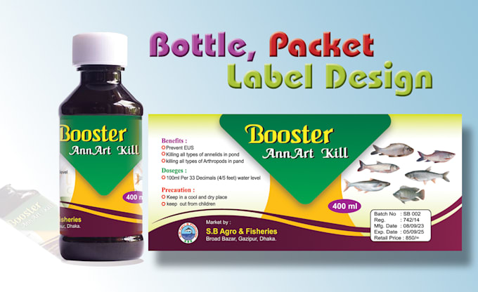 Bottle and poly pack label design by Kvideo18 | Fiverr
