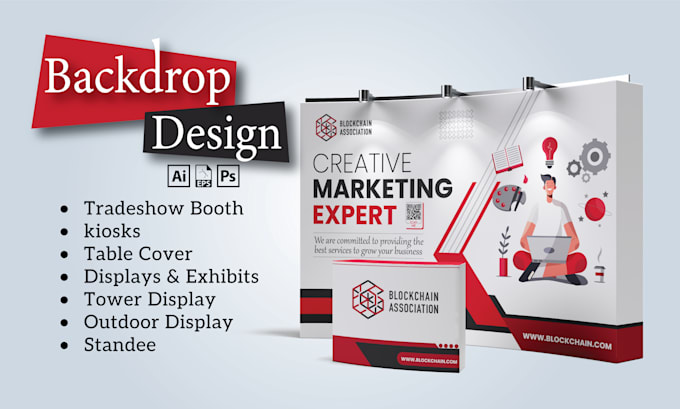 Design trade show booth, backdrop and banner for your exhibition by Visualdeco_0 | Fiverr
