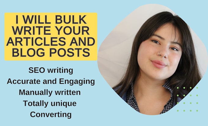 Bulk write 15 blogposts for your website by Thecreenomad | Fiverr