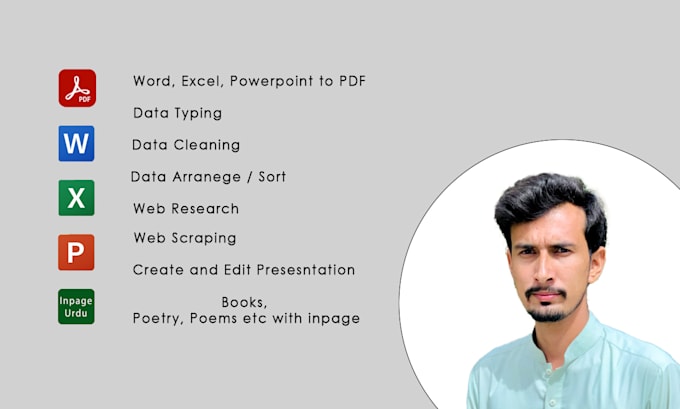 Do data entry by using ms word, excel, powerpoint and inpage by ...