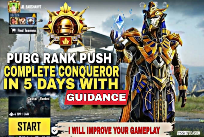 Play pubg with you for conqueror rank push and guide by Jalabeebkhan | Fiverr