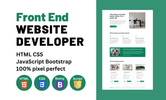 Be Your Front End Web Developer Using Html Css Javascript Bootstrap By Devtasaduqe Fiverr