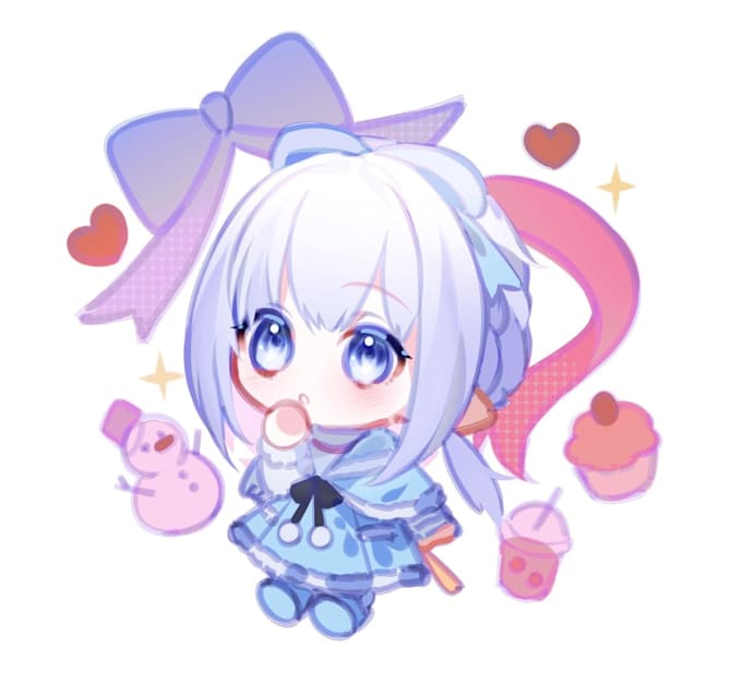 Draw cute full body anime chibi couple, vtuber, oc, sticker etc for ...