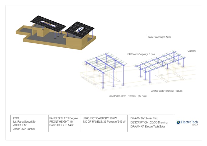 Design and draw 2d and 3d layout of solar pv system on auto cad by ...