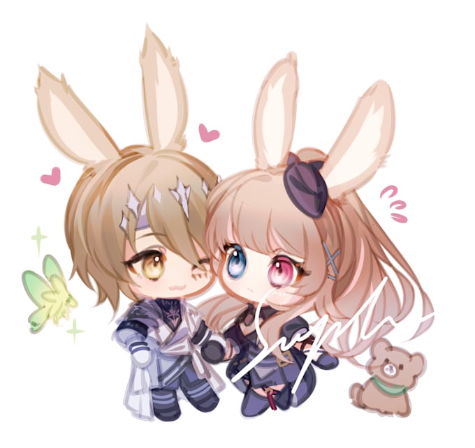 Draw cute full body anime chibi couple, vtuber, oc, sticker etc by ...