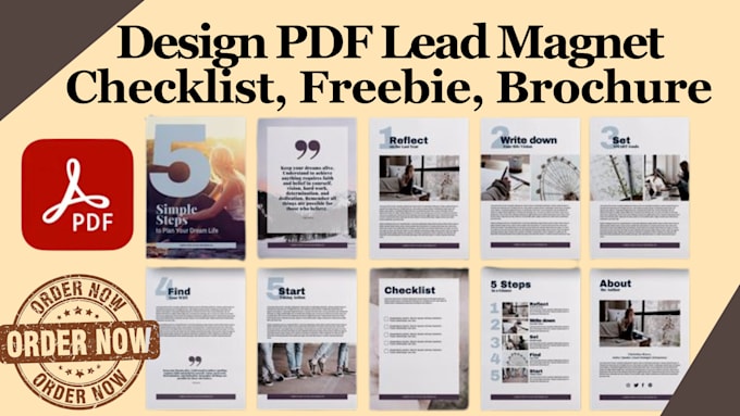 Design pdf lead magnet freebie, corporate brochure, checklist by Grace ...