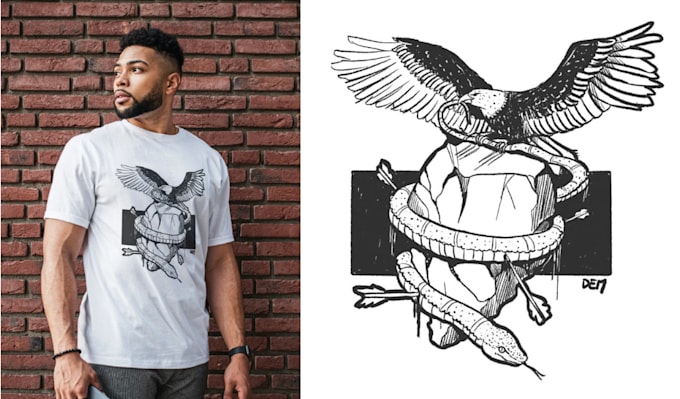 Create line art illustration for t shirt design by Ludwig_clock | Fiverr