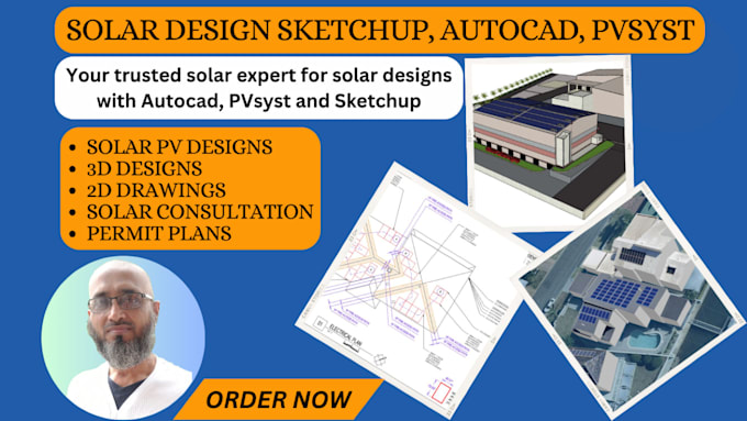 Design solar pv system on pvsyst, autocad and sketchup by Khujem | Fiverr