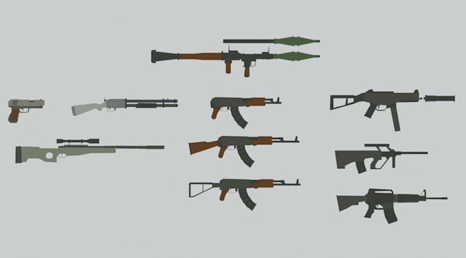 Make low poly gun assets for your game by Gen_z_rex | Fiverr