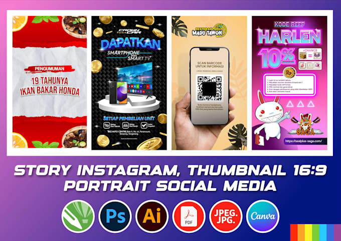 Design instagram story, thumbnail tiktok every ratio, professional ...