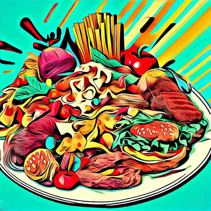 Design food pop art of your food by Leston_mn | Fiverr