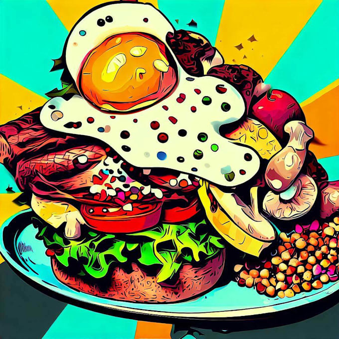 Food pop art of your food design by Leston_mn | Fiverr