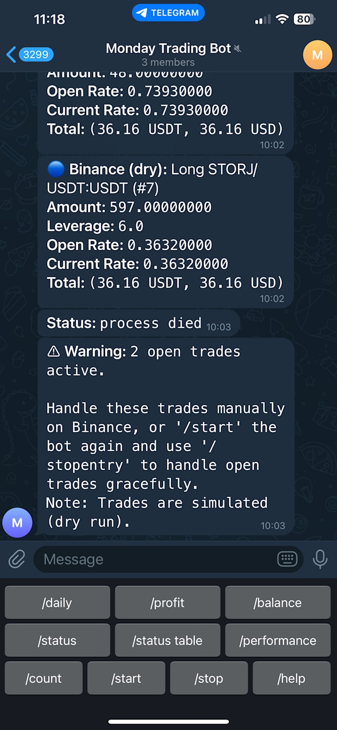 Make crypto trading bot on telegram for you by Alupvn | Fiverr