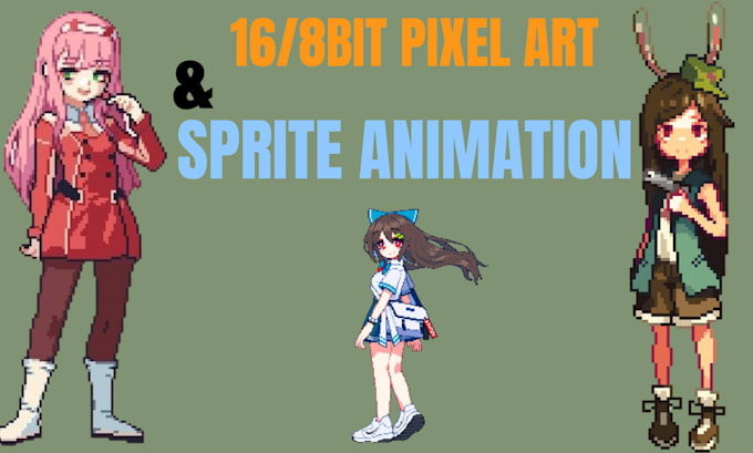 Do 8bit 16bit pixel art, pixel art sprite sheet, fnf character ...