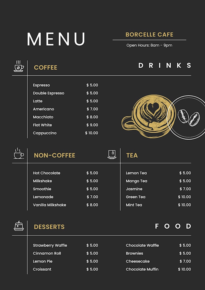 Dedesign a menu restaurant and café by Batlord007 | Fiverr