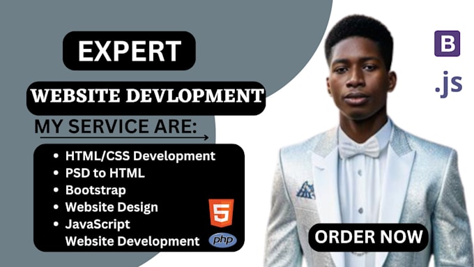 Design your website with html javascript css and bootstrap by Ramondev_180 | Fiverr