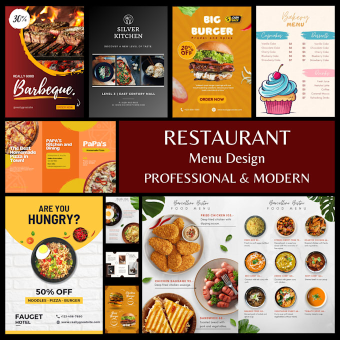 Design restaurant menu cards, food menu, digital menu board, flyer by ...