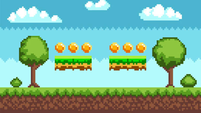 Design pixel art background, pixel sprite sheet, game character assets ...