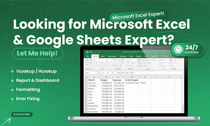 Do microsoft excel and google sheets expert by Abuzar2023 | Fiverr
