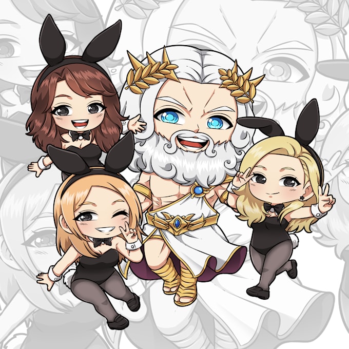 Draw cool chibi detailed character for pfp keychain sticker by Riu ...