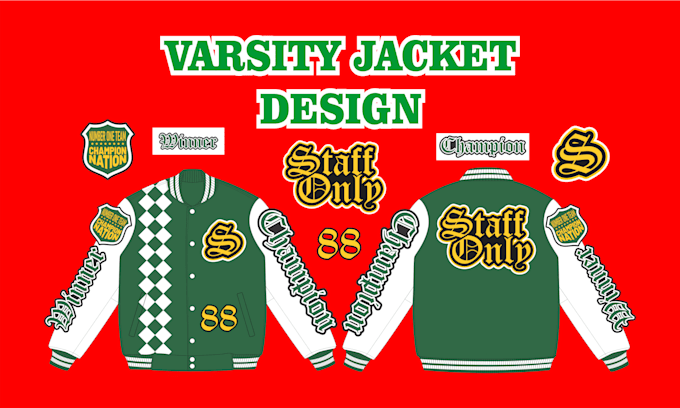 Create streetwear varsity jacket collage, clothing by Denrisa | Fiverr