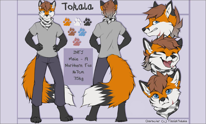 Draw character reference sheet, fursona, furry character, nsfw, oc and ...