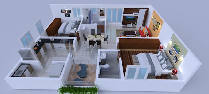 Create 3d isometric model, isometric map, isometric room, isometric ...