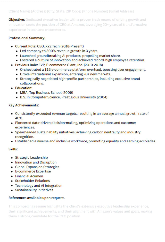 Craft an irresistible resume for your success by Freshfloridian | Fiverr