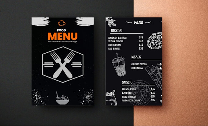Design food menu cards and food flyers by Csnick0 | Fiverr