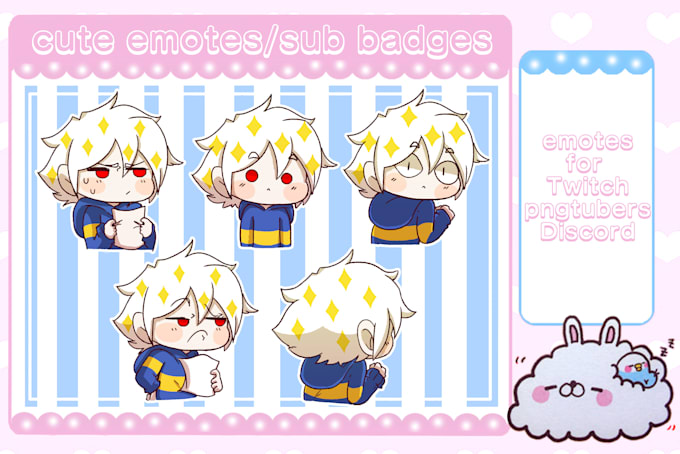 Create cute emotes and custom sub badges for twitch , pngtubers ...