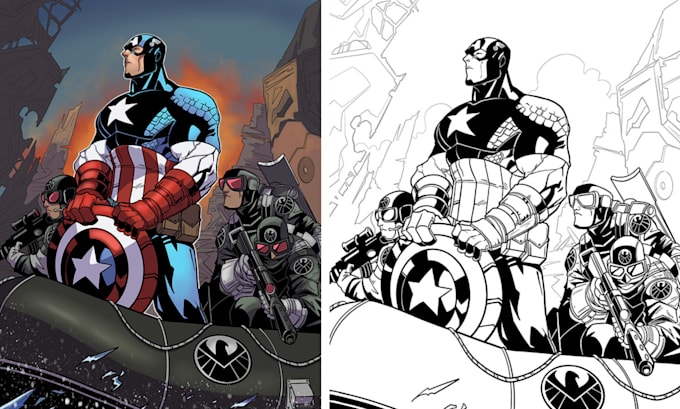 Draw manga comic character webtoon line art marvel dc anime oc strip ...