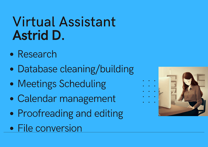 Be your reliable and professional virtual assistant by Astriddav | Fiverr