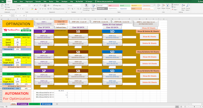 Make excel macro for amazon ads and amazon ppc optimization by Sellux_pro | Fiverr