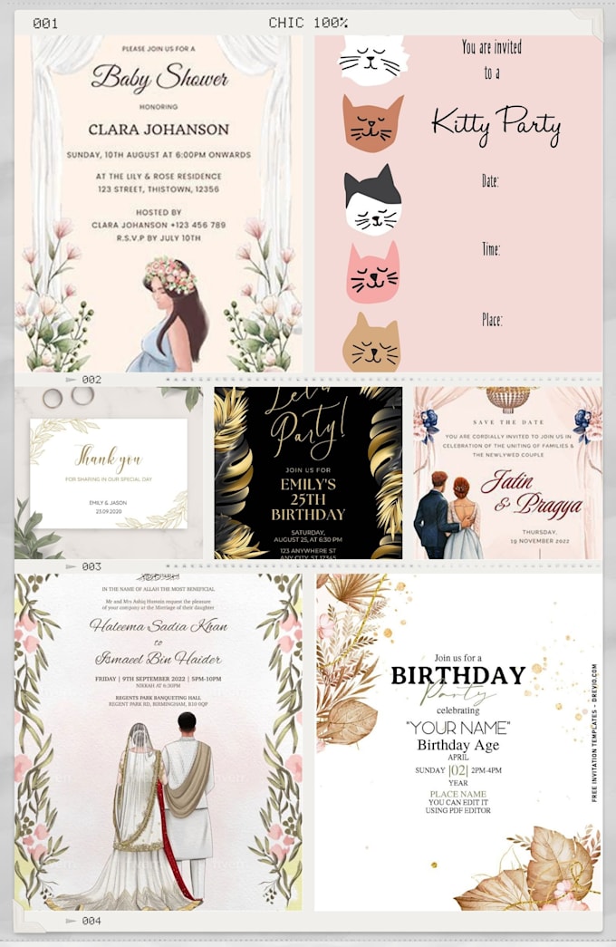 Create invitation card for any occasion like birthday wedding ...