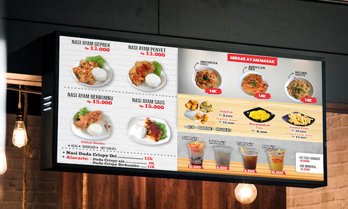 Create menu display designs for your restaurants by Firdauszakki | Fiverr