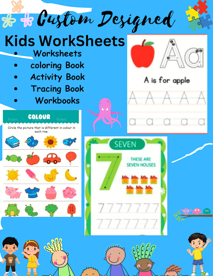 Design custom kids worksheets by Ushbaakram | Fiverr