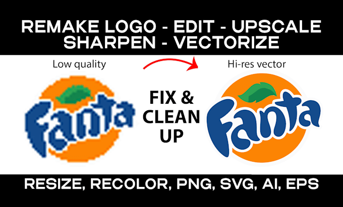 Sharpen blurry logo vectorize, resize, recreate, remake, redraw upscale png svg by Janunakter ...