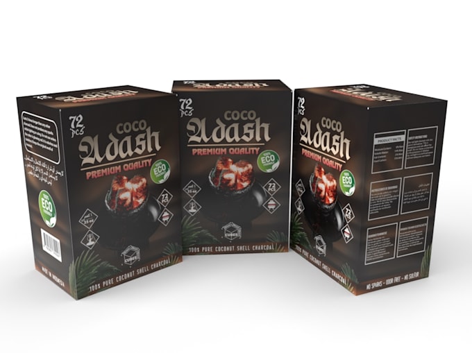 Make a coco charcoal shisha design packaging by Agdishardeka | Fiverr