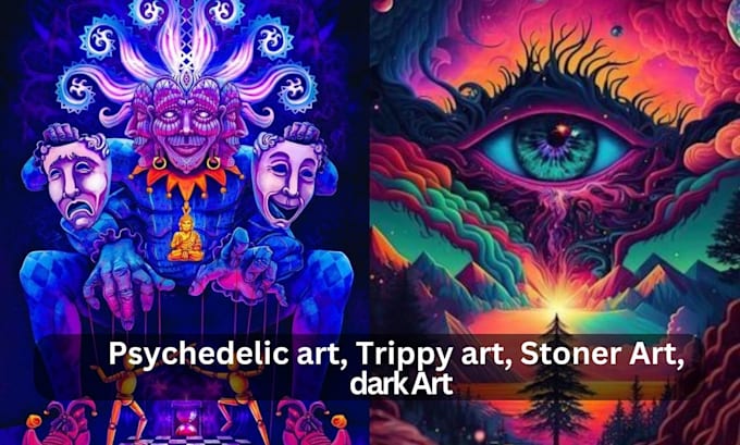 Draw amazing psychedelic, trippy, stoner, weed, horror, dark art for ...