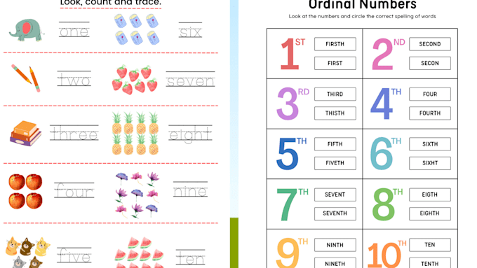 Design english, math, and science worksheets for children by Nida_mu ...
