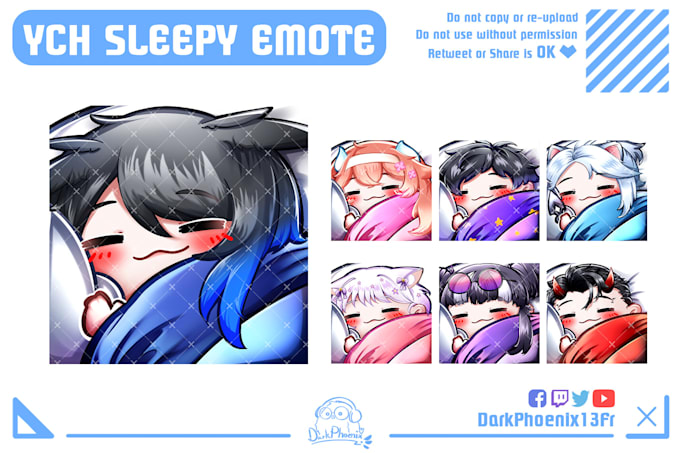 Draw ych sleepy emote for you by Darkphoenix13fr | Fiverr